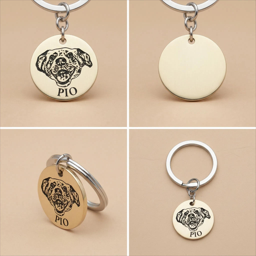Personalized Pet Keychain – Engraved Portrait, Memorial Gift for Dog o ...