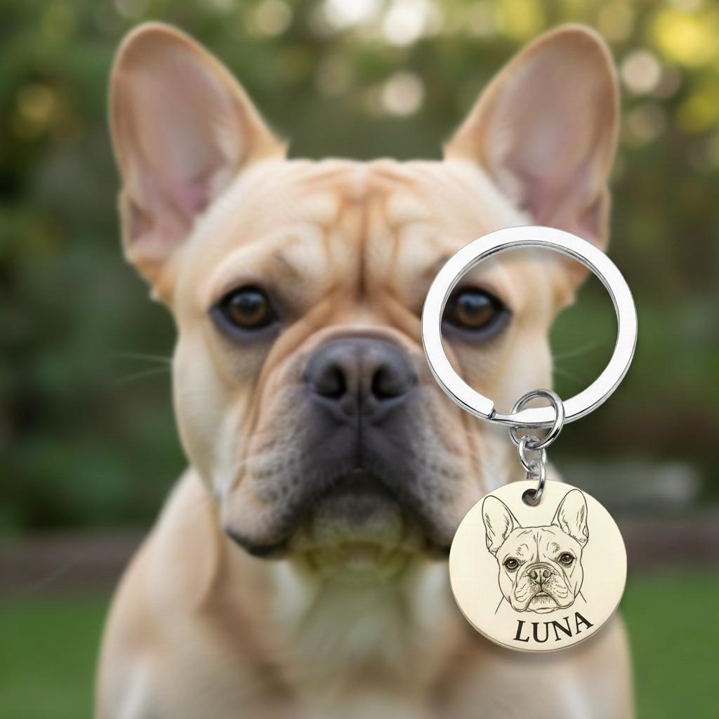 Personalized Pet Keychain – Engraved Portrait, Memorial Gift for Dog o ...