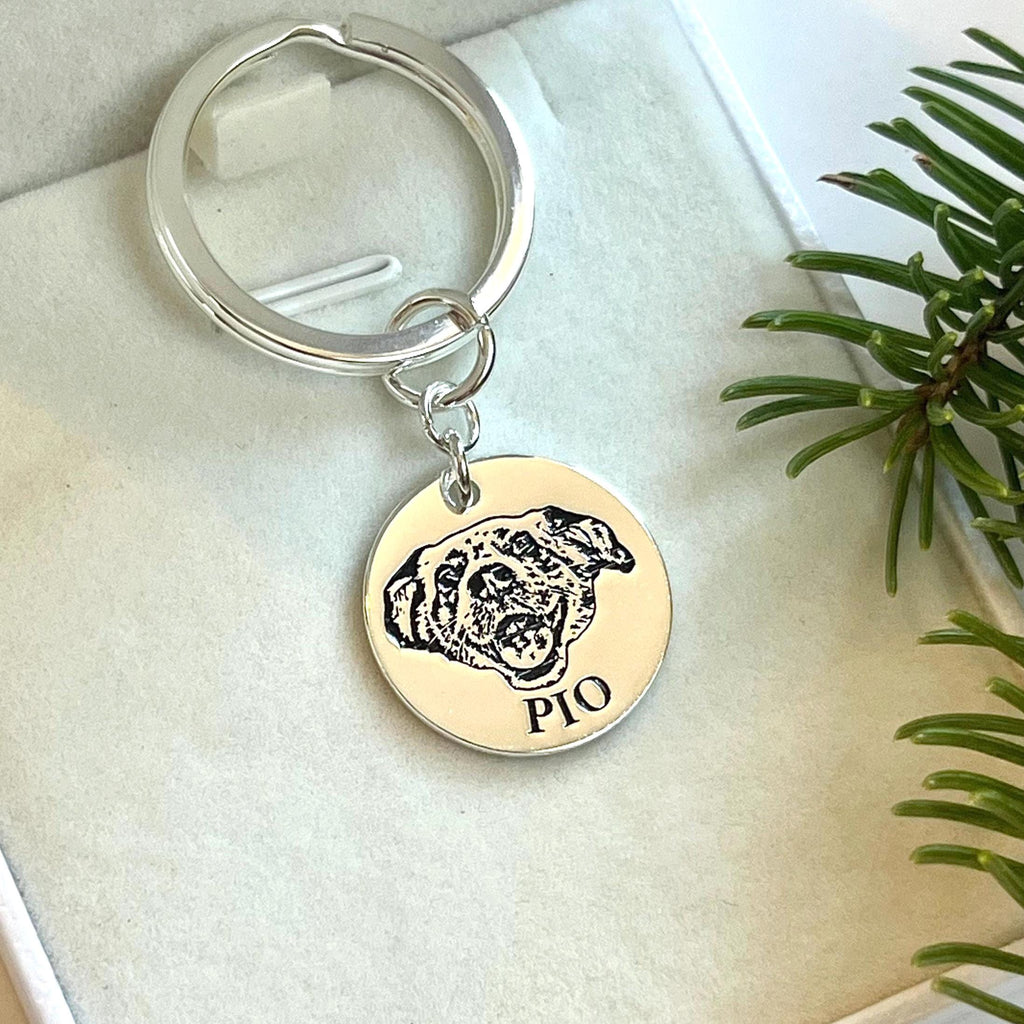 Personalized Pet Keychain – Engraved Portrait, Memorial Gift for Dog o ...